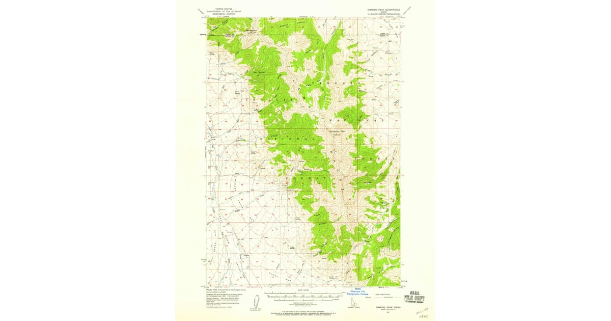 1957 Map of Diamond Peak, Butte County, ID — High-Res | Pastmaps