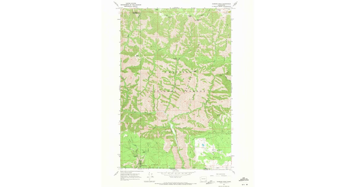 1967 Map of Diamond Peak, Garfield County, WA — High-Res | Pastmaps
