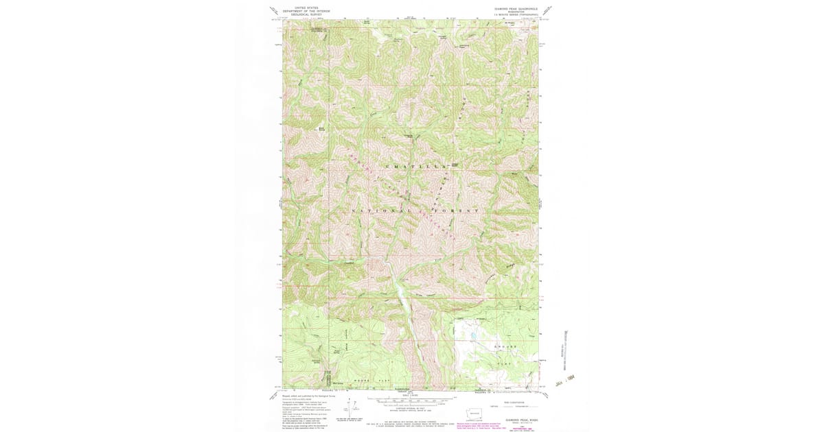 1967 Map of Diamond Peak, Garfield County, WA — High-Res, 1983 Print ...