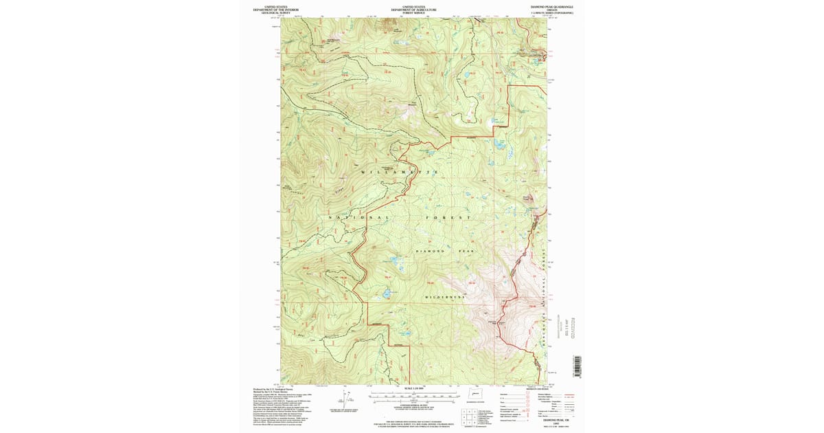 1997 Map of Diamond Peak, Lane County, OR — High-Res | Pastmaps