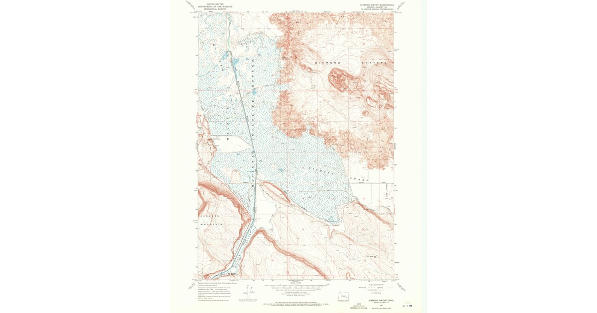 1967 Map of Diamond Swamp, Harney County, OR — High-Res | Pastmaps