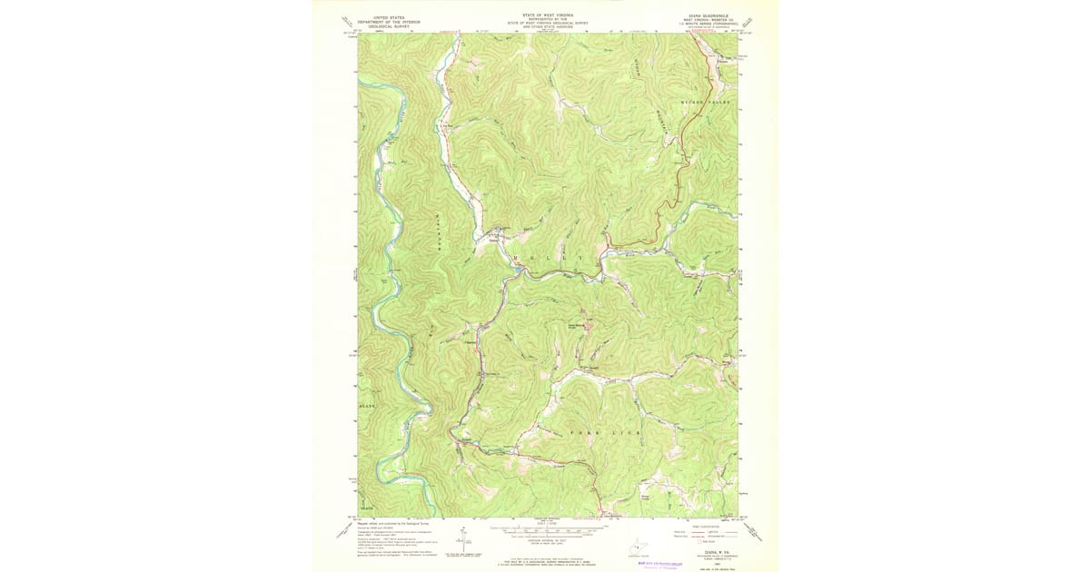 1967 Map of Diana, Webster County, WV — High-Res | Pastmaps