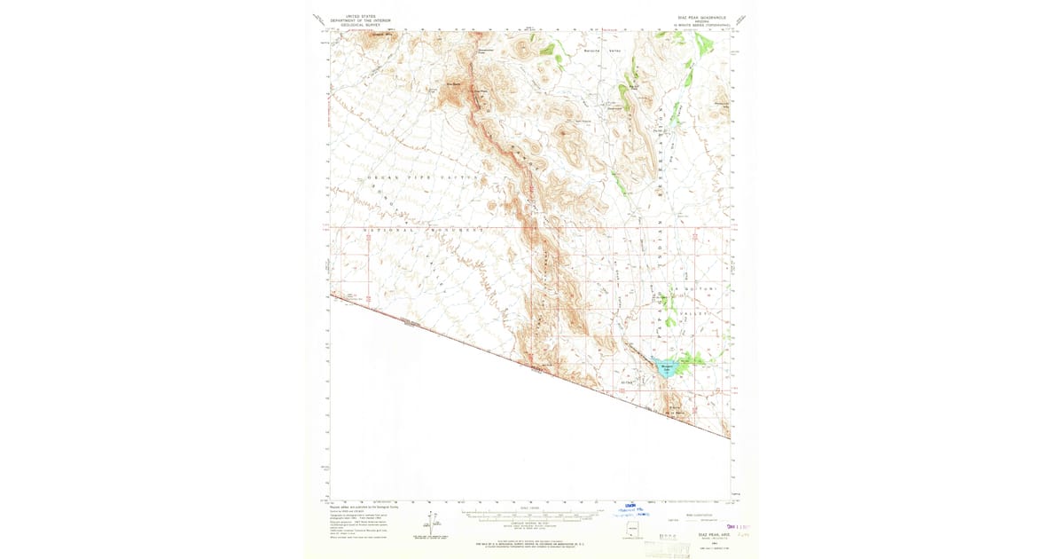 1963 Map of Diaz Peak, Pima County, AZ — High-Res | Pastmaps