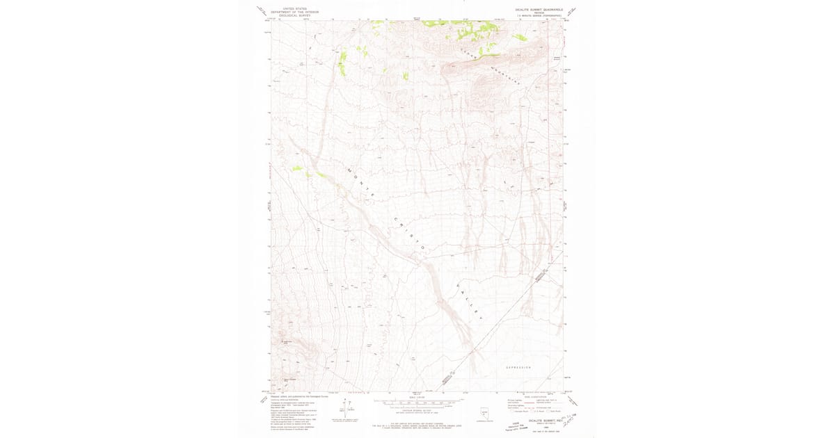 1980 Map of Dicalite Summit, Mineral County, NV — High-Res | Pastmaps