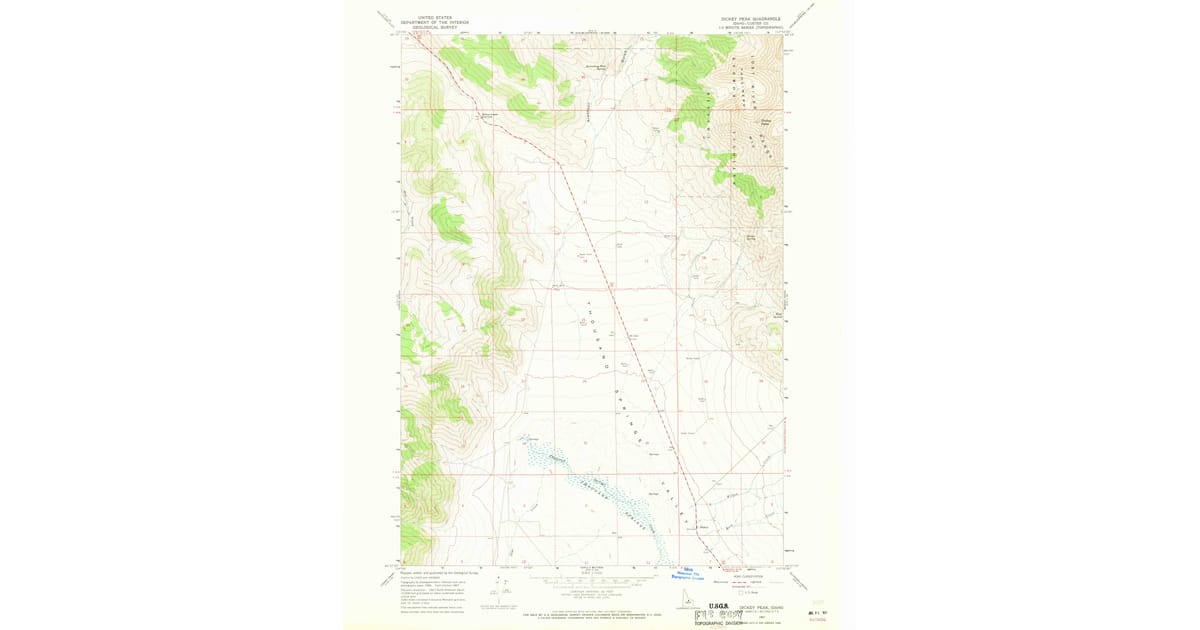 1967 Map of Dickey Peak, Custer County, ID — High-Res | Pastmaps