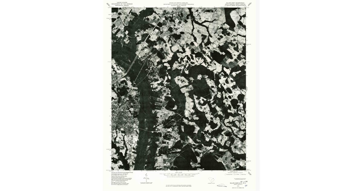 1976 Map of Dillon East, Dillon County, SC — High-Res | Pastmaps