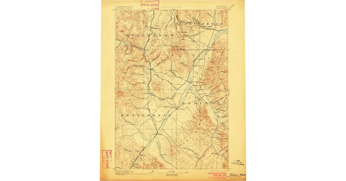 1893 Map of Dillon, MT — High-Res, 1901 Print | Pastmaps