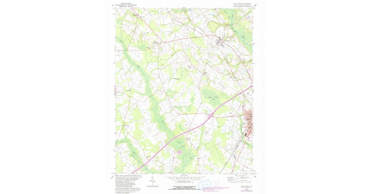 1960 Map of Dillon West, Dillon County, SC — High-Res, 1980 Print ...