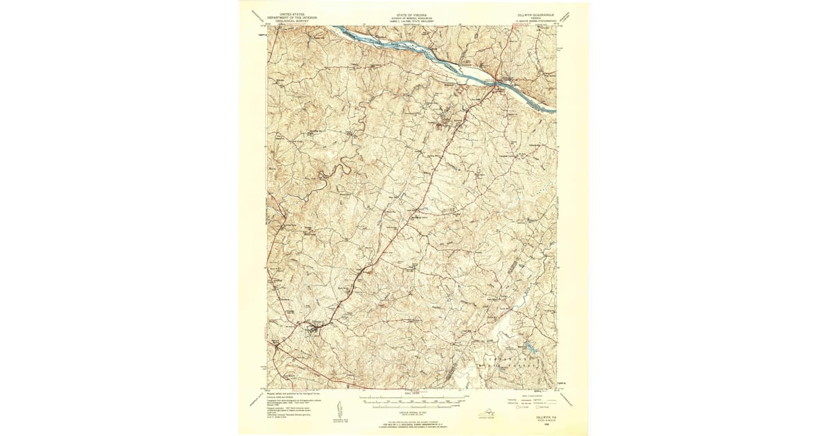 1958 Map of Dillwyn, VA — High-Res | Pastmaps