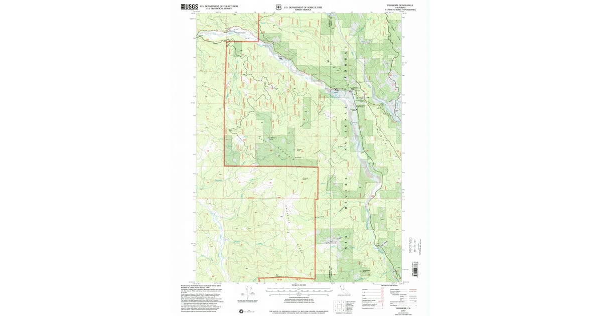1997 Map of Dinsmore, Humboldt County, CA — High-Res | Pastmaps