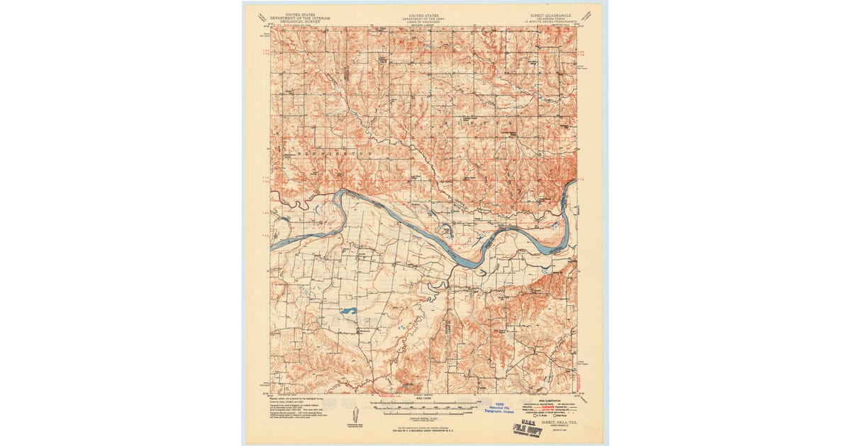 1949 Map of Direct, Choctaw County, OK — High-Res | Pastmaps