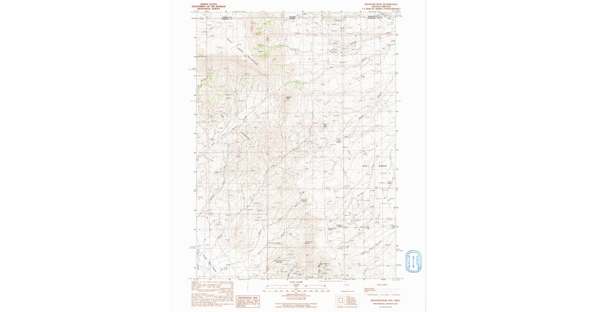 1991 Map of Disaster Peak, Humboldt County, NV — High-Res | Pastmaps