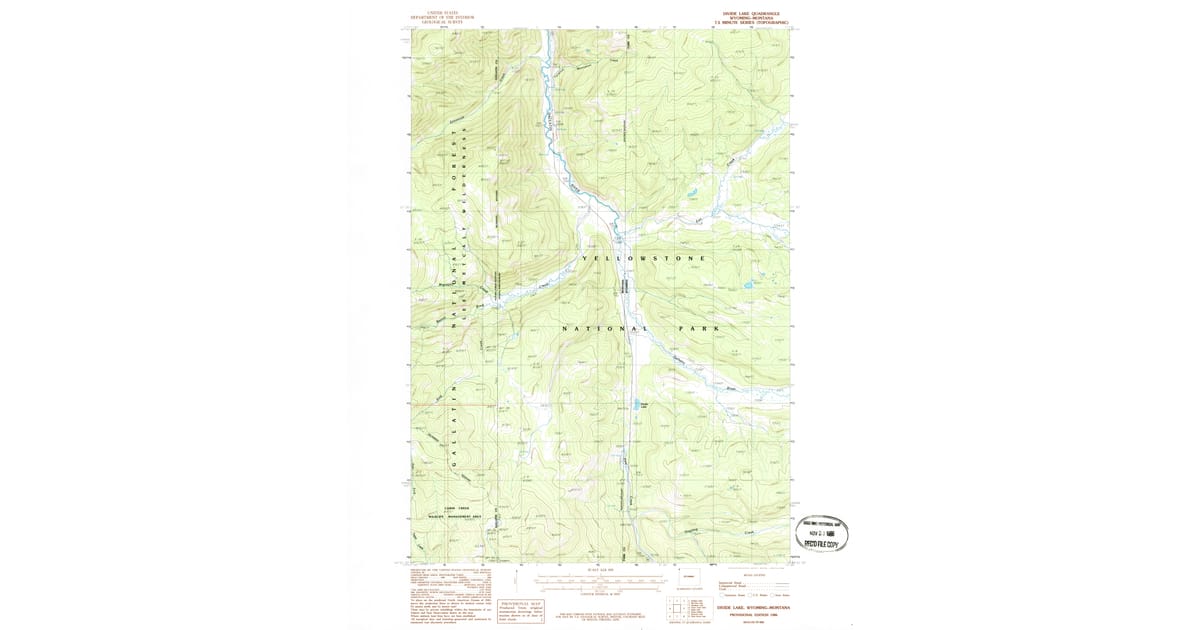 1986 Map of Divide Lake, Park County, WY — High-Res | Pastmaps