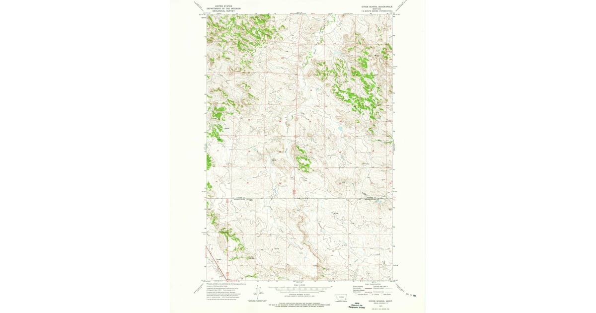 1973 Map of Divide School, Custer County, MT — High-Res | Pastmaps