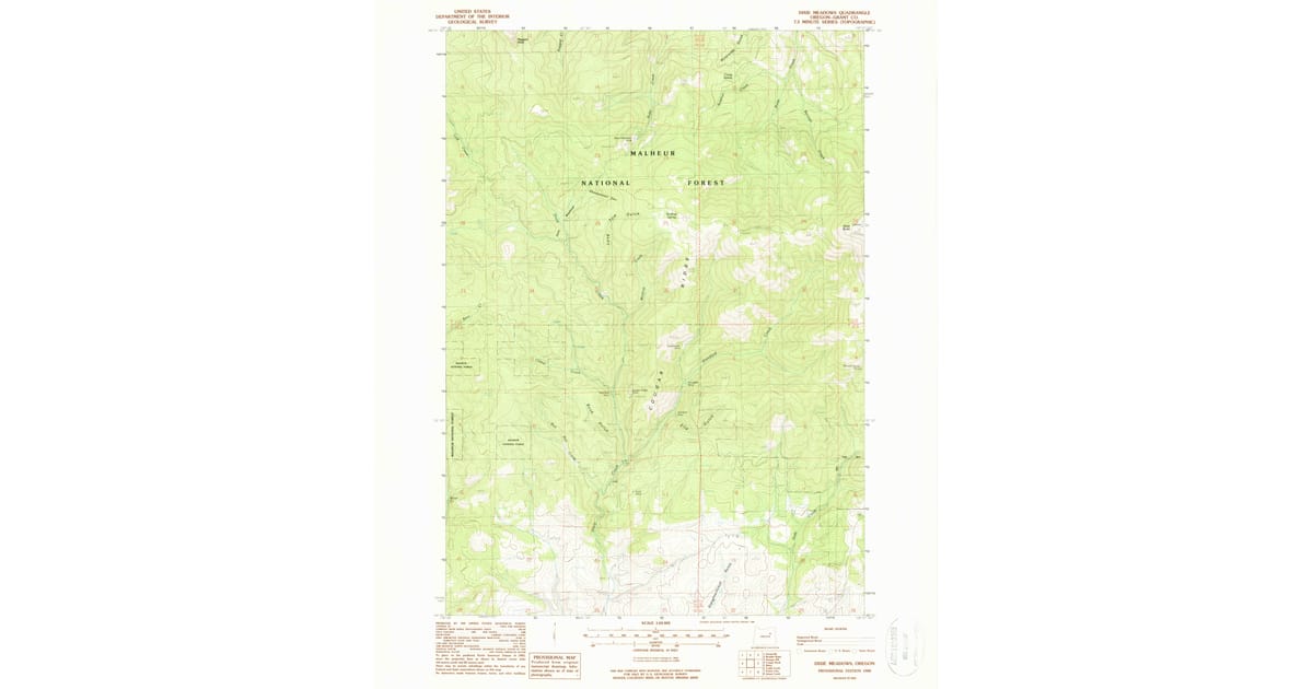 1988 Map of Dixie Meadows, Grant County, OR — High-Res | Pastmaps