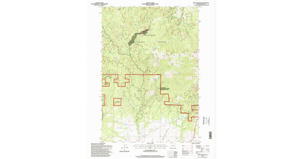 1996 Map of Dixie Meadows, Grant County, OR — High-Res | Pastmaps