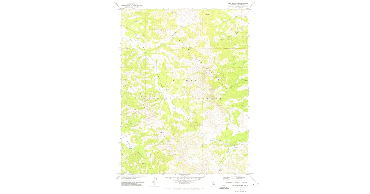 1972 Map of Dixie Mountain, Plumas County, CA — High-Res | Pastmaps
