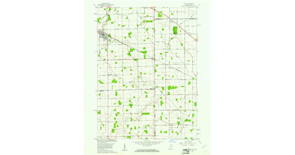 1960 Map of Dixon, Allen County, IN — High-Res, 1963 Print | Pastmaps