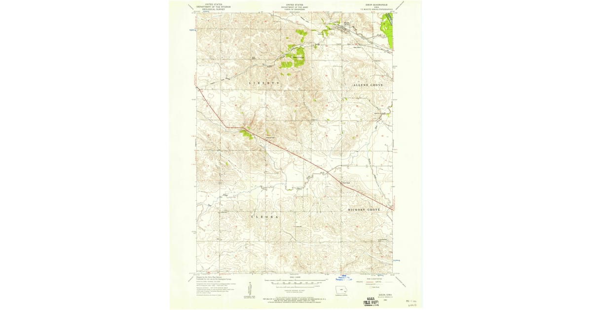 1953 Map of Dixon, IA — High-Res | Pastmaps
