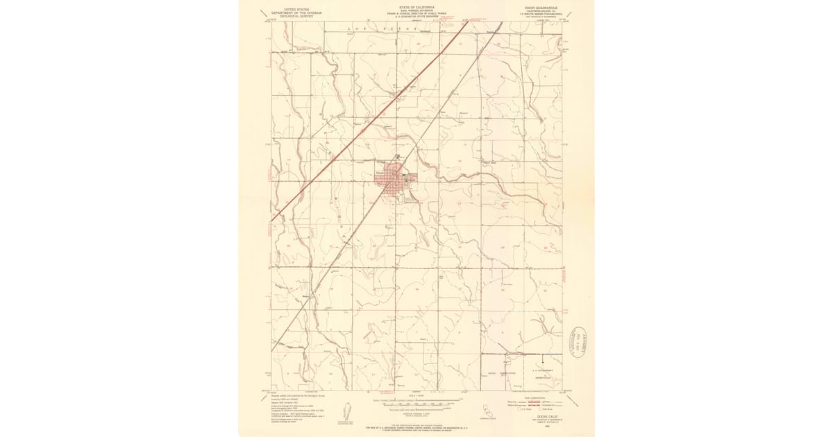 1952 Map of Dixon, CA — High-Res, 1953 Print #2 | Pastmaps