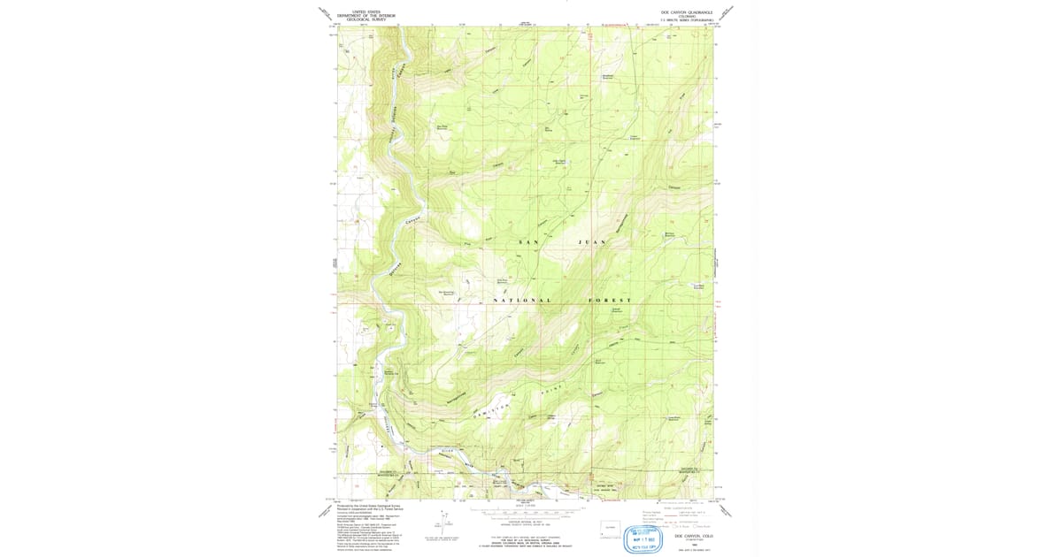 1993 Map of Doe Canyon, Dolores County, CO — High-Res | Pastmaps