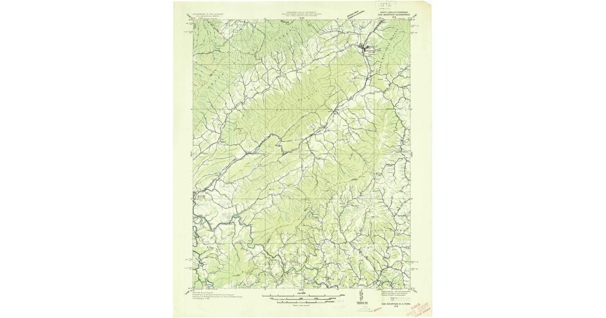 1935 Map of Doe Mountain, Avery County, NC — High-Res, 1935 Print #2 ...