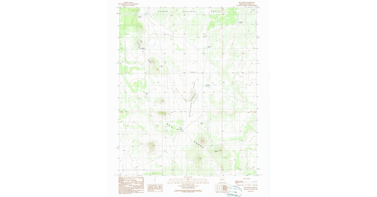 1989 Map of Dog Knobs, Coconino County, AZ — High-Res | Pastmaps