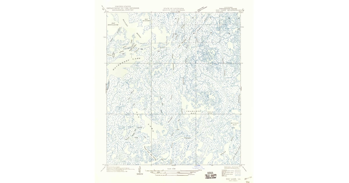 1949 Map of Dog Lake, Terrebonne Parish, LA — High-Res | Pastmaps