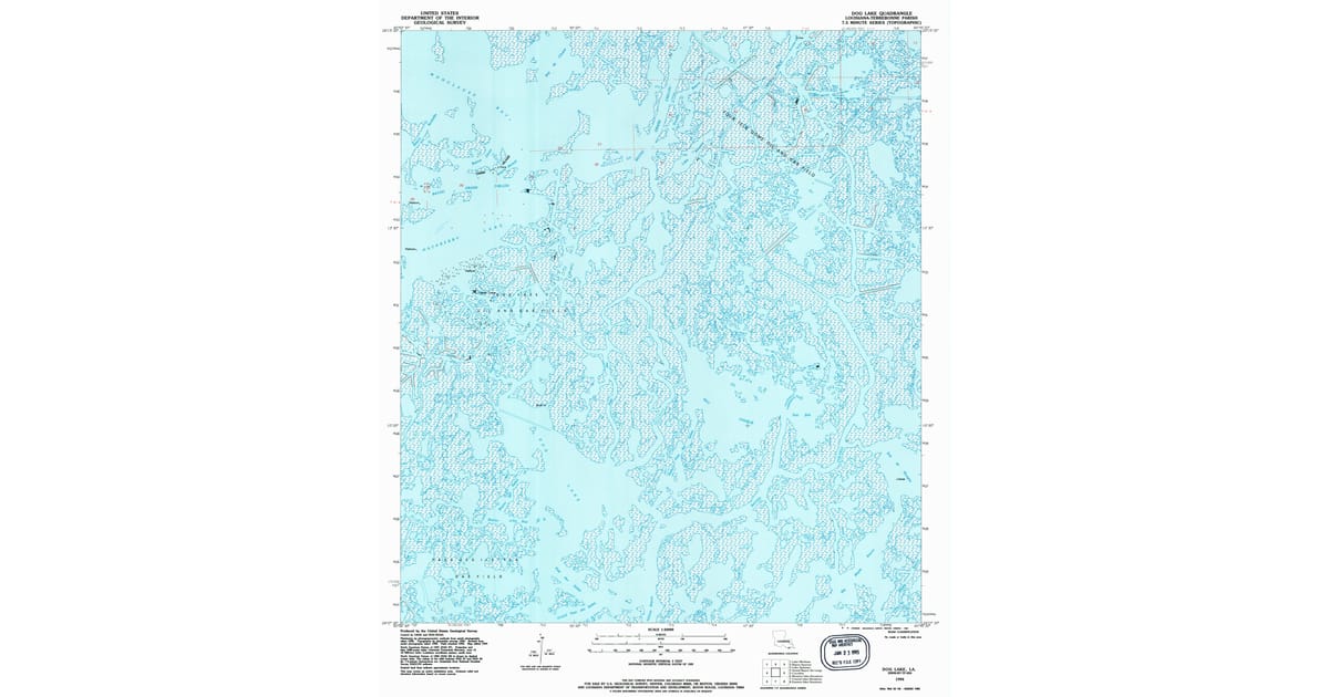1994 Map of Dog Lake, Terrebonne Parish, LA — High-Res | Pastmaps