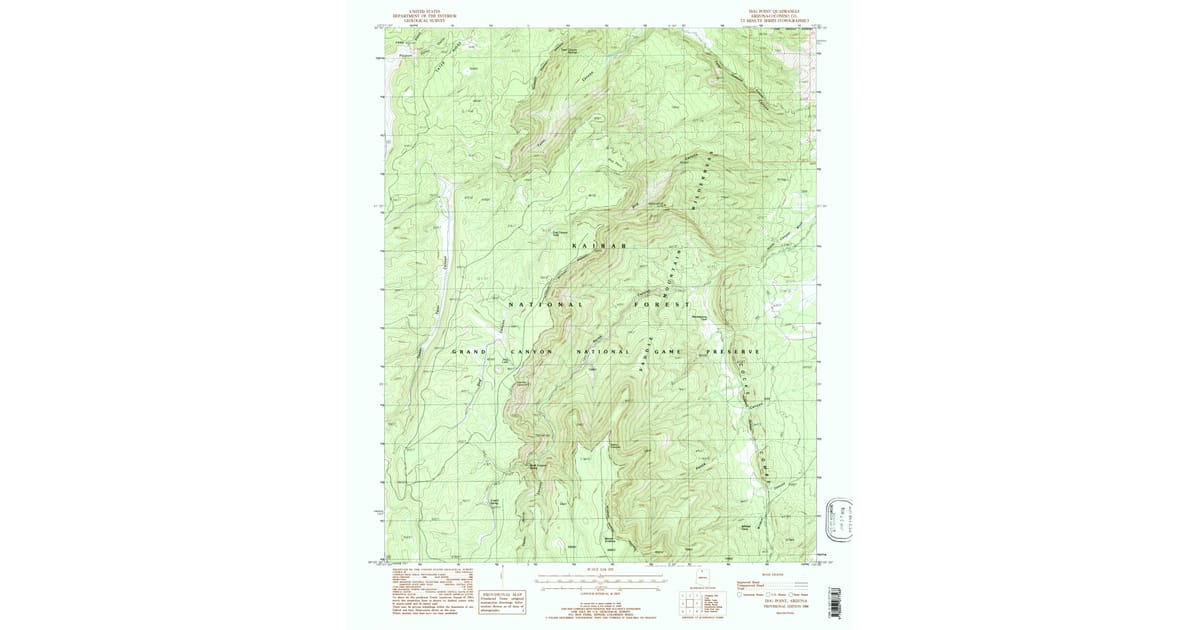 1988 Map of Dog Point, Coconino County, AZ — High-Res, 1988 Print #2 ...