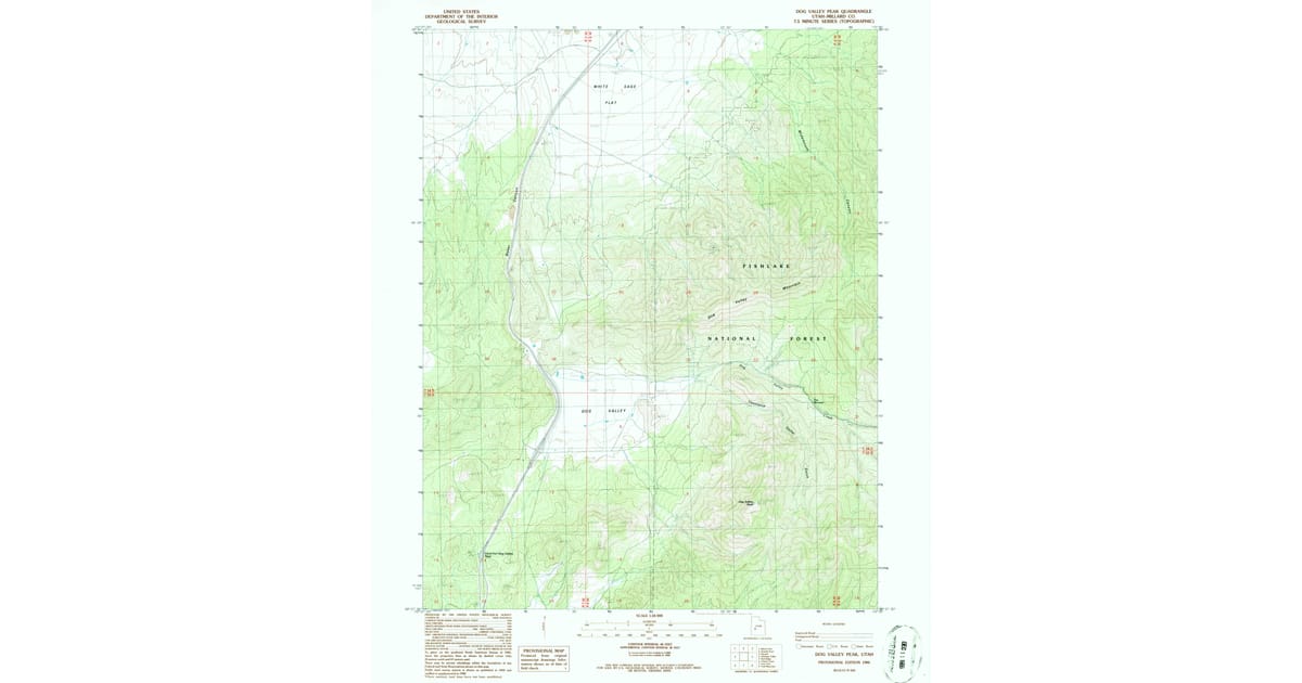 1986 Map of Dog Valley Peak, Millard County, UT — High-Res | Pastmaps