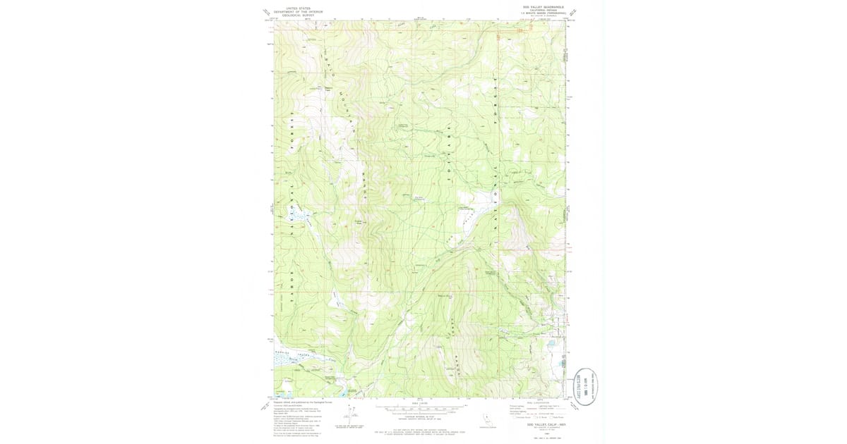 1981 Map of Dog Valley, Sierra County, CA — High-Res, 1986 Print | Pastmaps