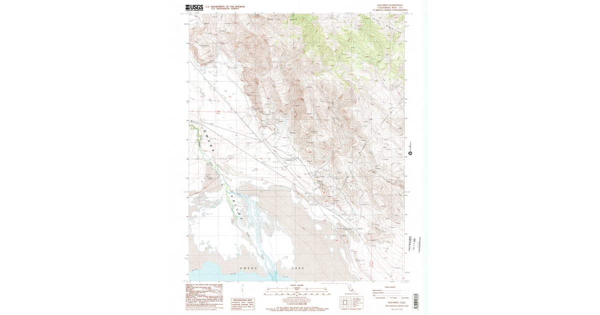 1987 Map of Dolomite, Inyo County, CA — High-Res | Pastmaps