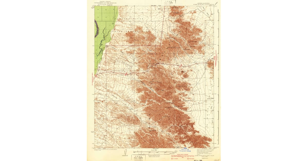 1940 Map of Dome Rock Mts, La Paz County, AZ — High-Res | Pastmaps
