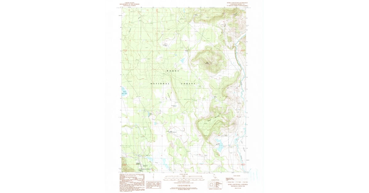 1990 Map of Donica Mountain, Modoc County, CA — High-Res | Pastmaps
