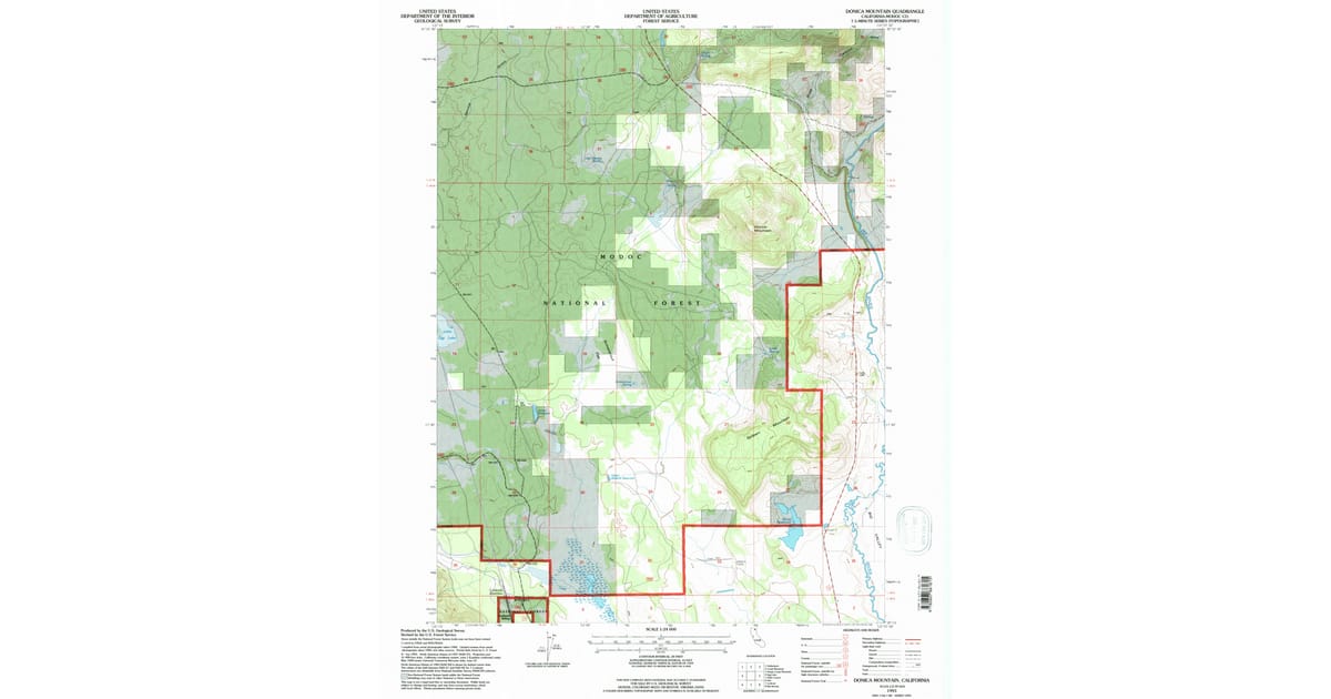 1993 Map of Donica Mountain, Modoc County, CA — High-Res | Pastmaps