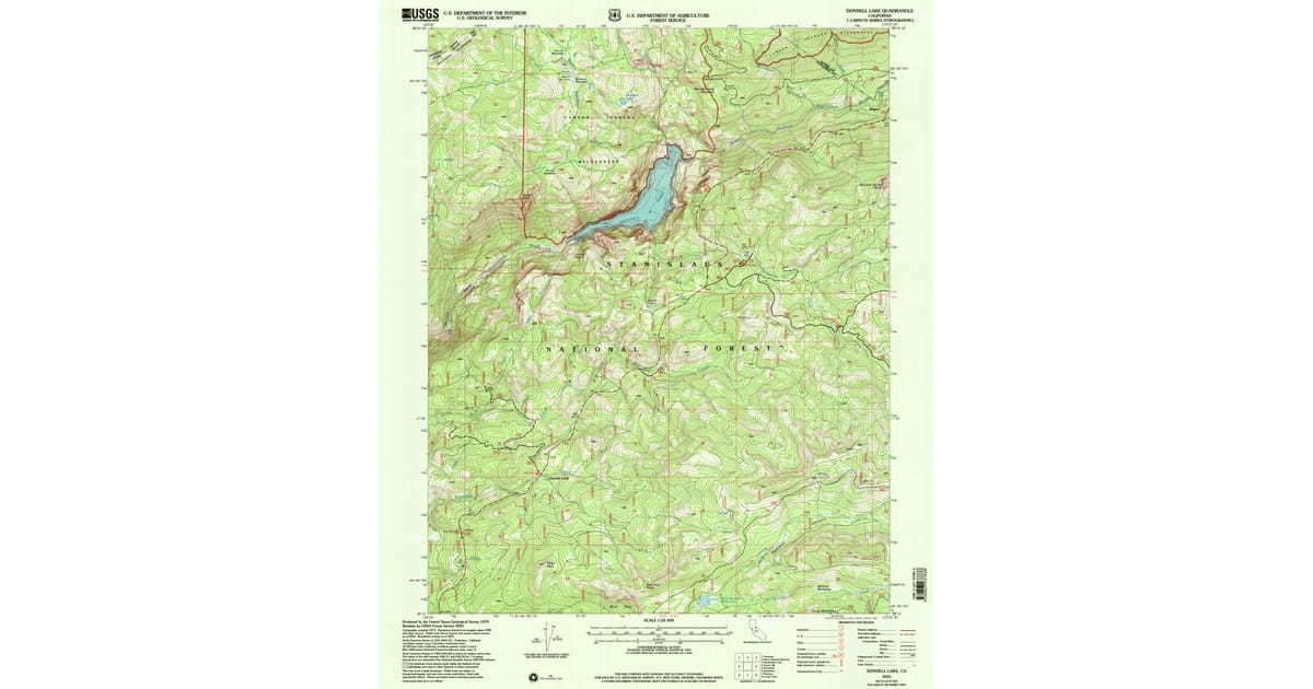 2001 Map of Donnell Lake, Tuolumne County, CA — High-Res | Pastmaps