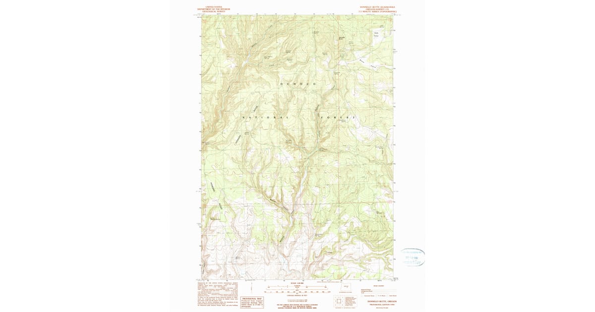 1990 Map of Donnelly Butte, Harney County, OR — High-Res | Pastmaps