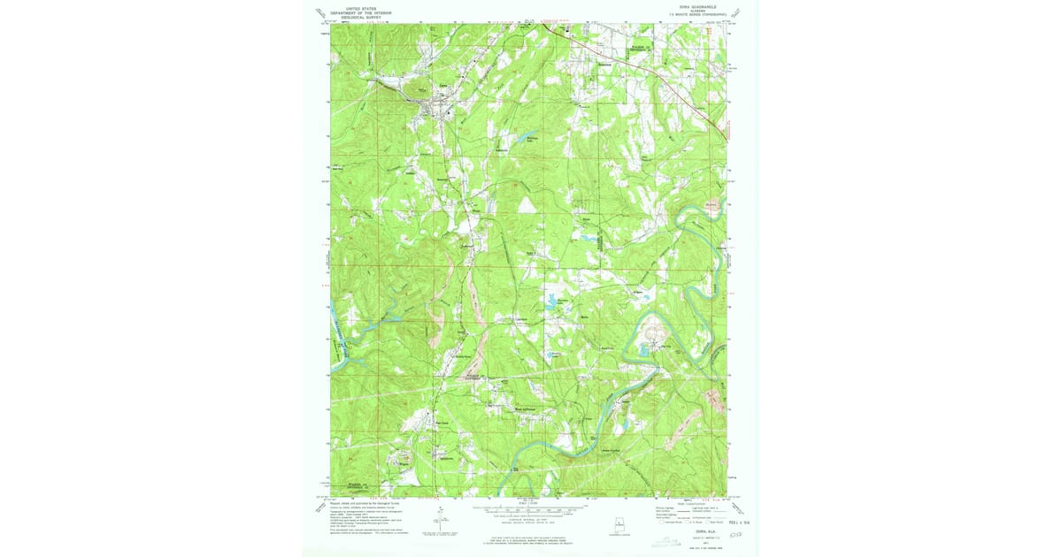 1971 Map of Dora, AL — High-Res, 1977 Print | Pastmaps