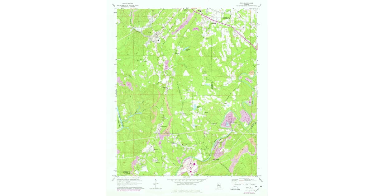 1971 Map of Dora, AL — High-Res, 1978 Print | Pastmaps