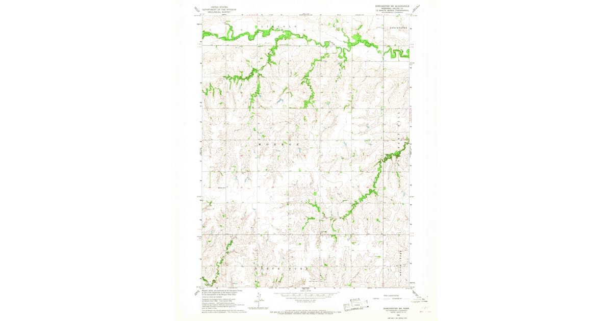 1966 Map of Dorchester SW, Saline County, NE — High-Res | Pastmaps