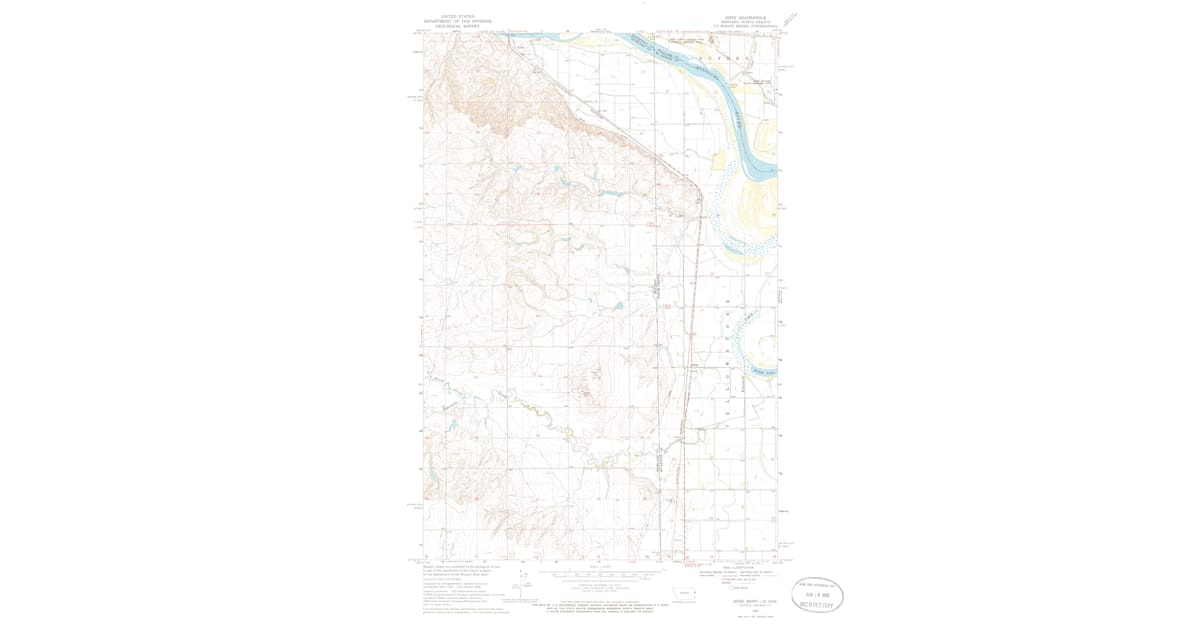 1968 Map of Dore, Richland County, MT — High-Res, 1986 Print | Pastmaps