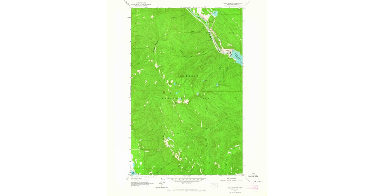 1962 Map of Doris Mountain, Flathead County, MT — High-Res | Pastmaps