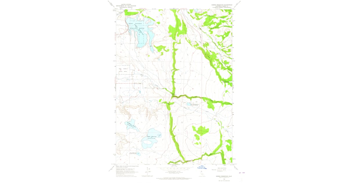 1963 Map of Dorris Reservoir, Modoc County, CA — High-Res | Pastmaps