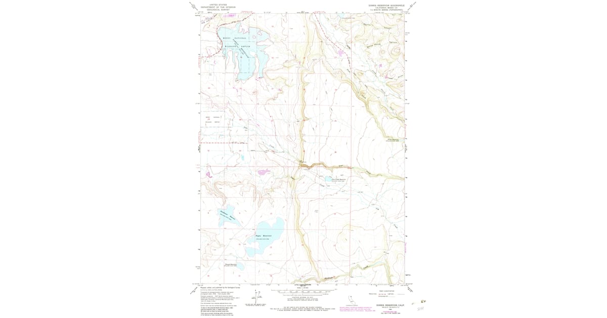 1963 Map of Dorris Reservoir, Modoc County, CA — High-Res, 1983 Print ...