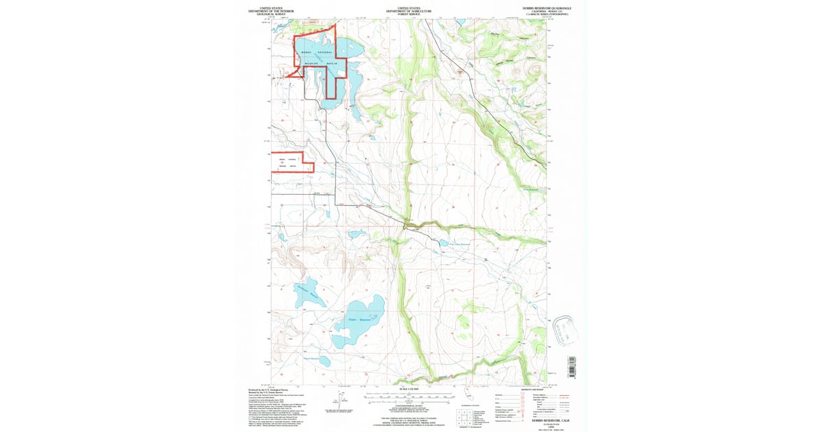 1993 Map of Dorris Reservoir, Modoc County, CA — High-Res | Pastmaps