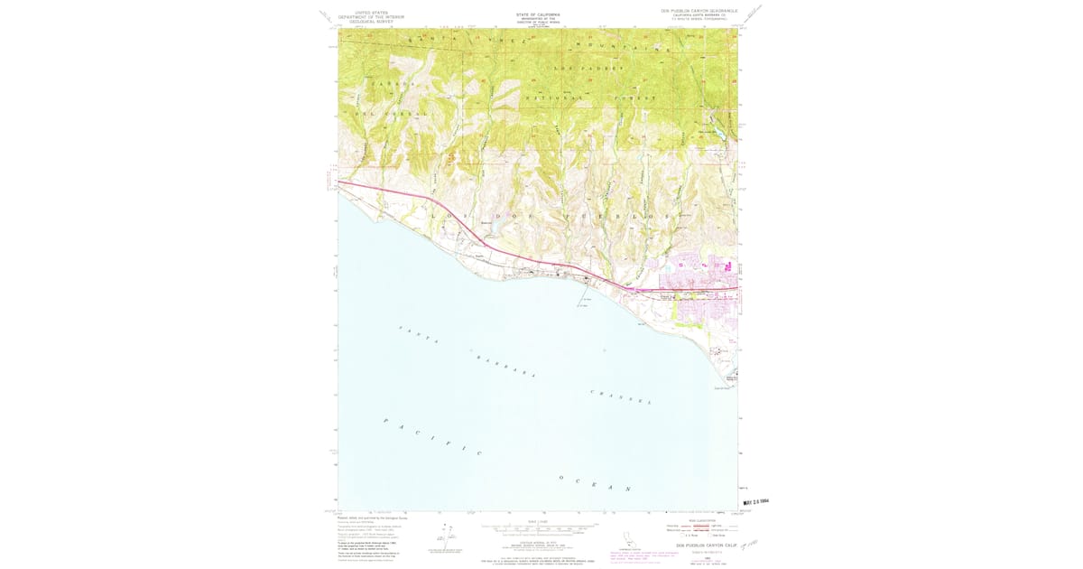 1951 Map of Dos Pueblos Canyon, Santa Barbara County, CA — High-Res ...