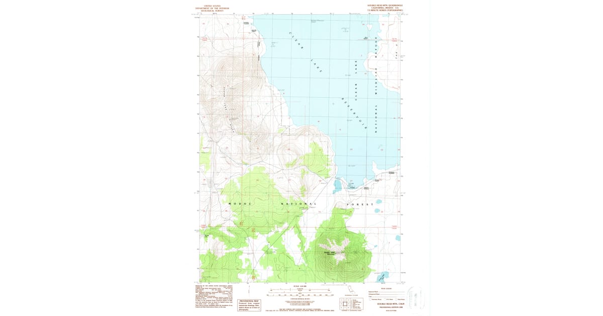 1988 Map of Double Head Mtn, Modoc County, CA — High-Res | Pastmaps