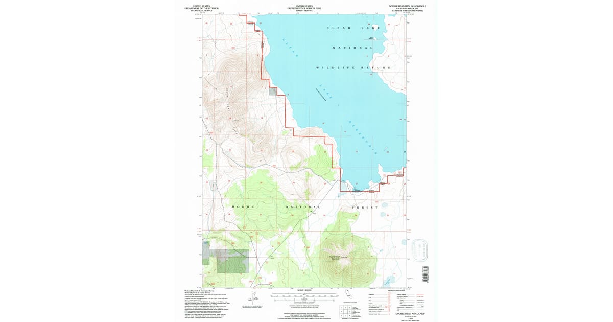 1993 Map of Double Head Mtn, Modoc County, CA — High-Res | Pastmaps