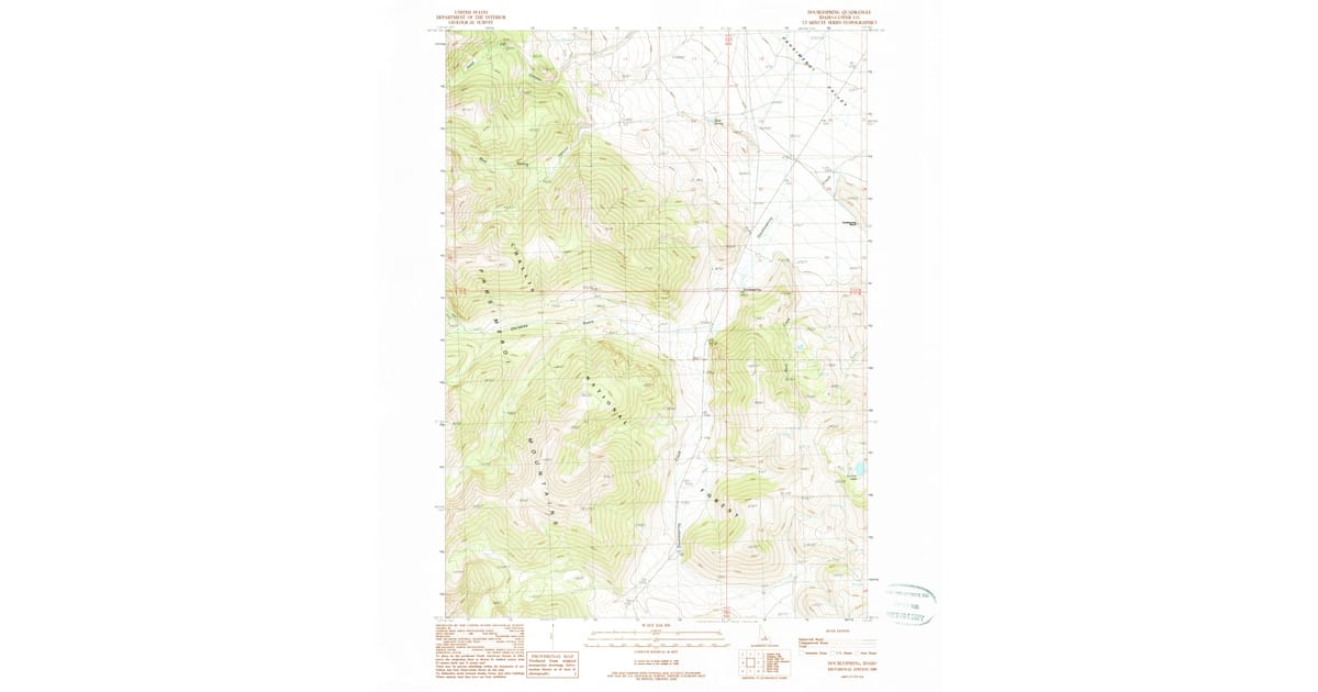 1989 Map of Doublespring, Custer County, ID — High-Res | Pastmaps